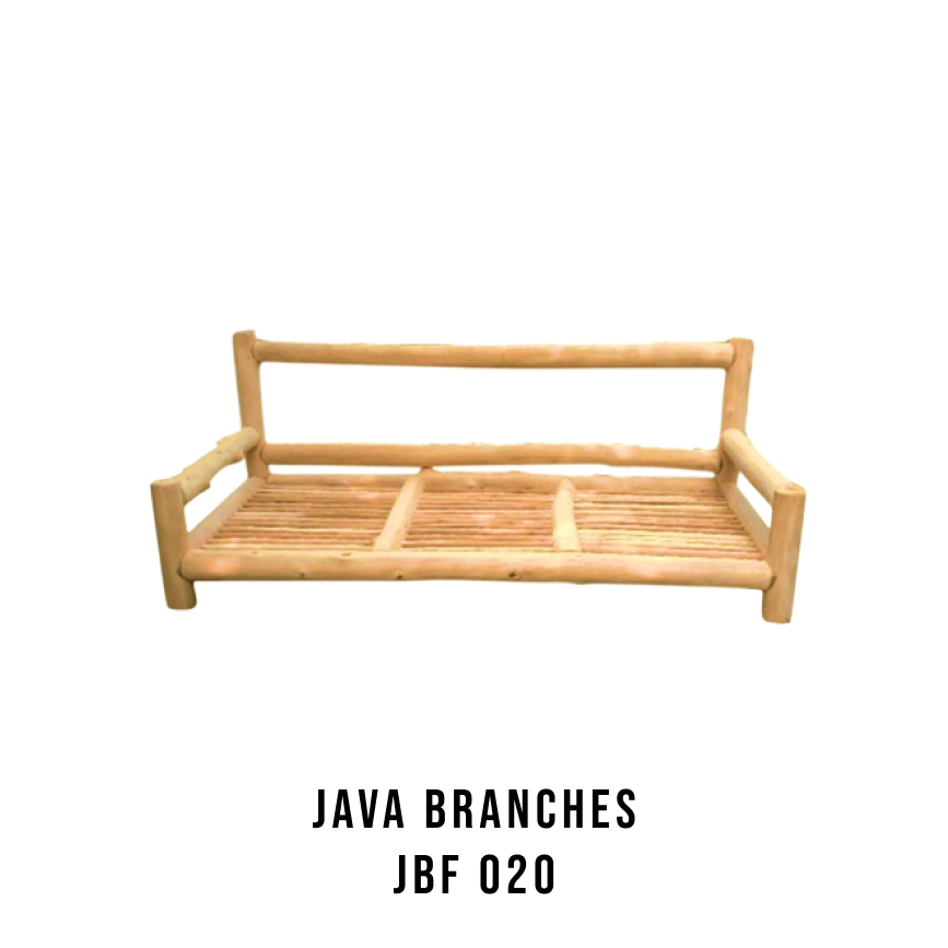 Rustic fancy double sofa low seater without cushion - Rustic Branches Java